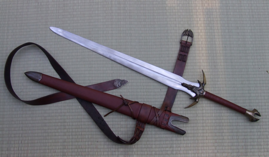 Fully functional fantasy sword with hardened and tempered high carbon ...